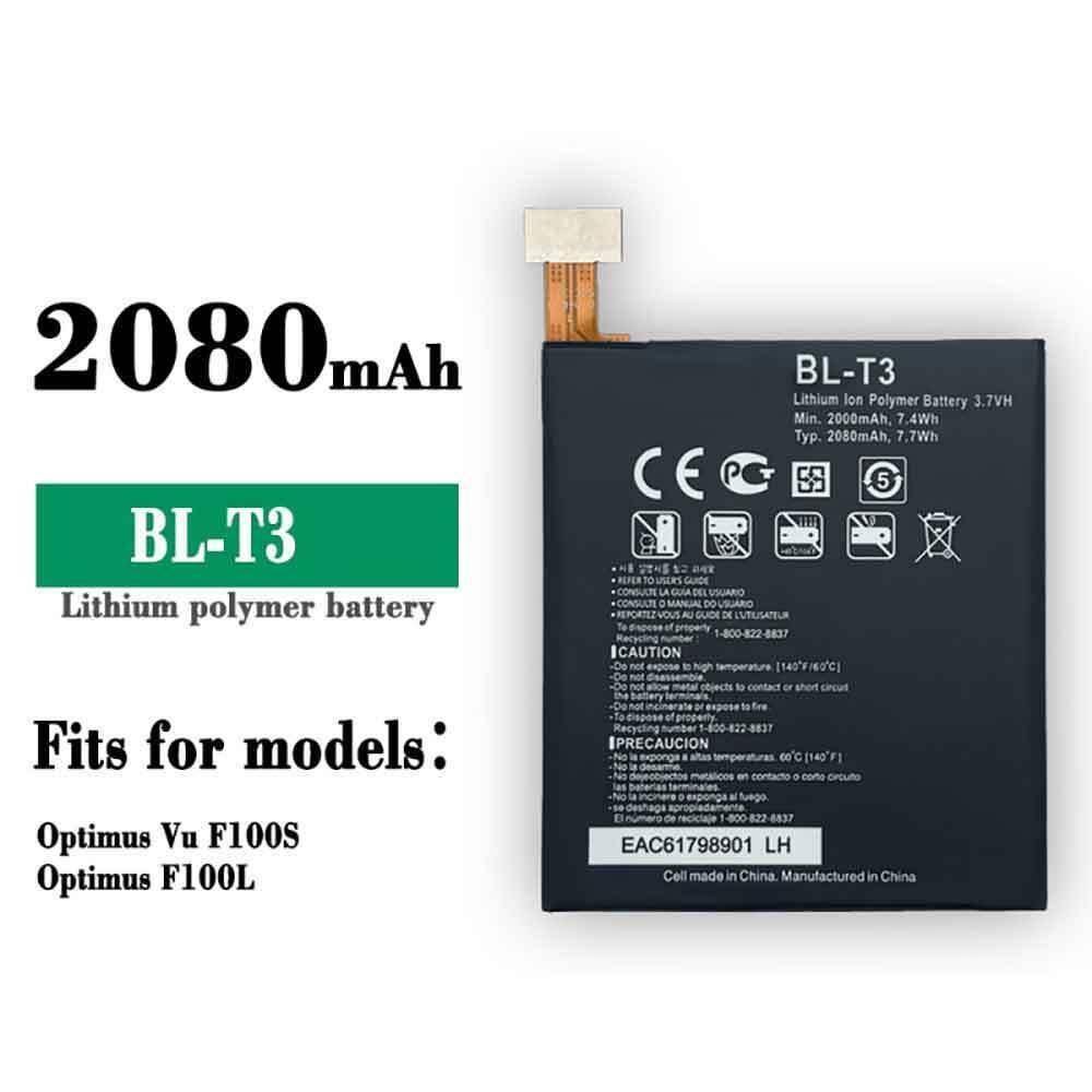 高品質のBL-T3交換バッテリー対応LG Optimus VU F100 F100L F100S VS950 P895 2080mAh/7 ...